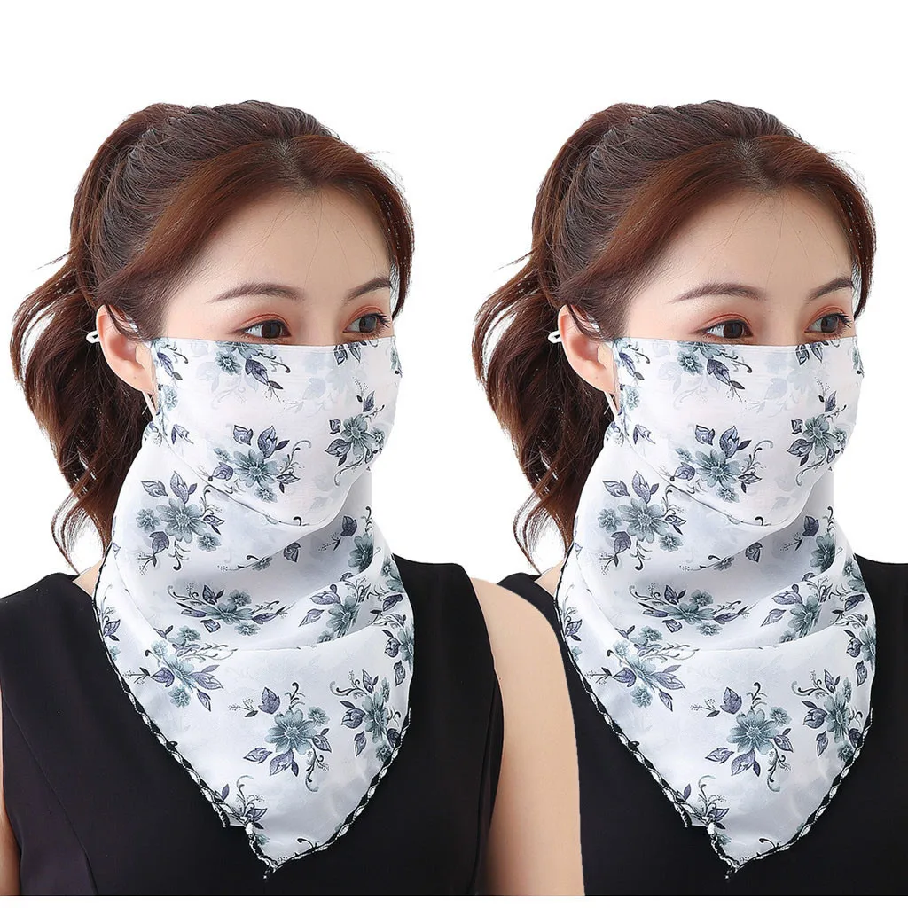 Sun Protection Mask Scarf Silk Neck Scarf （2Pcs） - Worth Buy Store