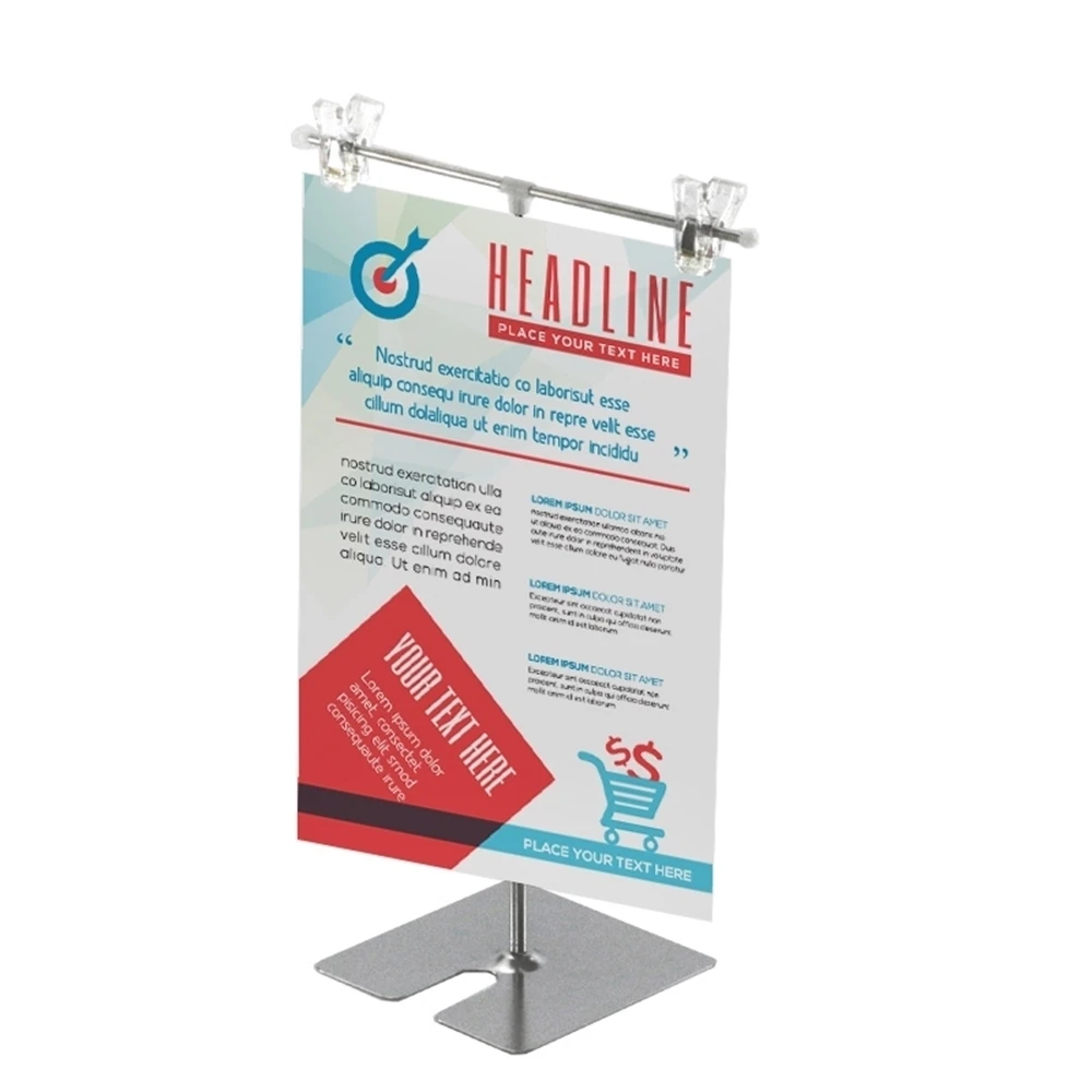 Height Adjustable Display Stainless Steel Poster Clip Promotion Sign ...