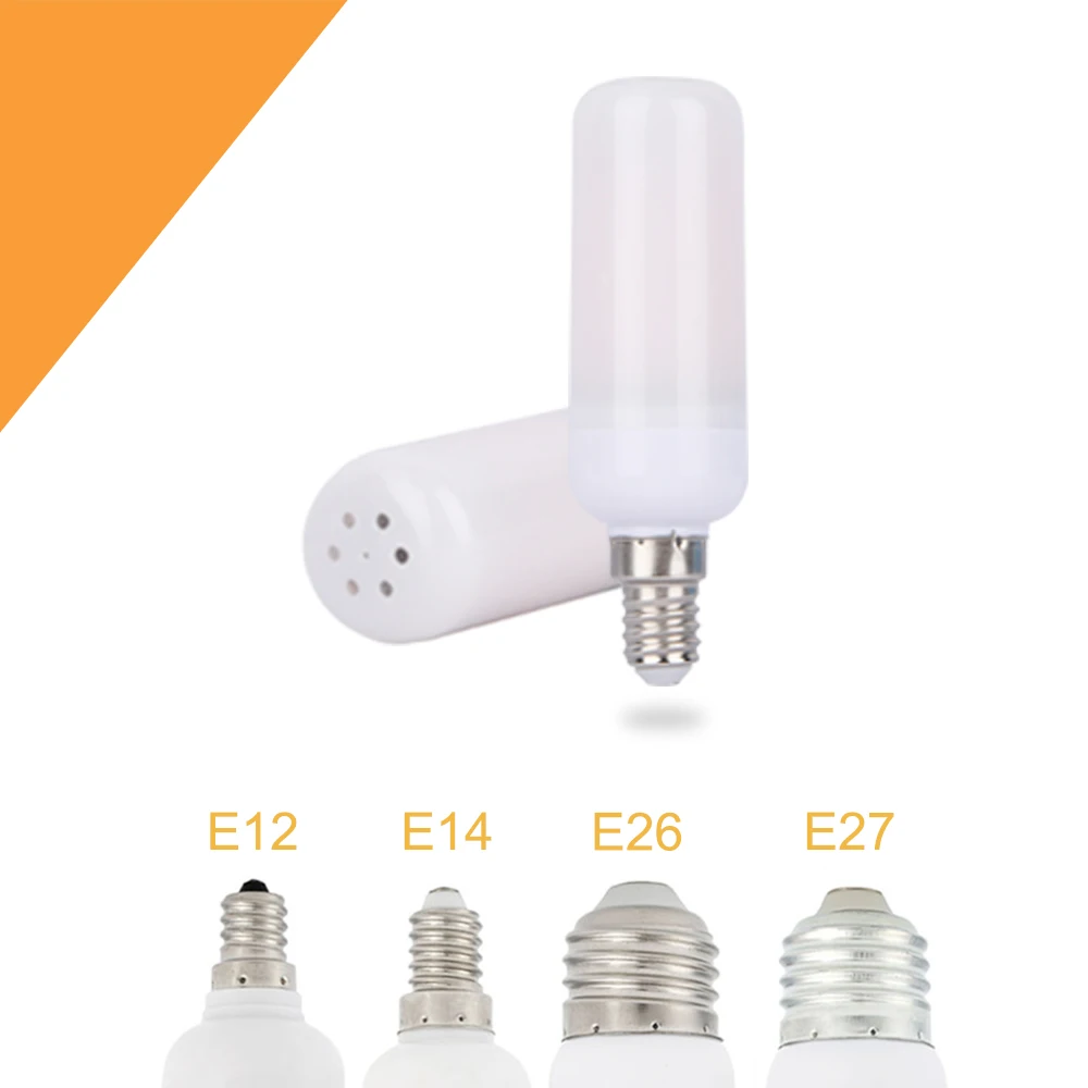 Полная модель, 3W, 7 Вт, 9 Вт, E14, E12, E27, E26, лампочка с пламенем, 85-265 в, светодиодный ...