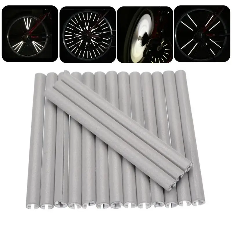 12Pcs Bike Bicycle Wheel Spokes Reflective Sticker Tube Warning Safety ...