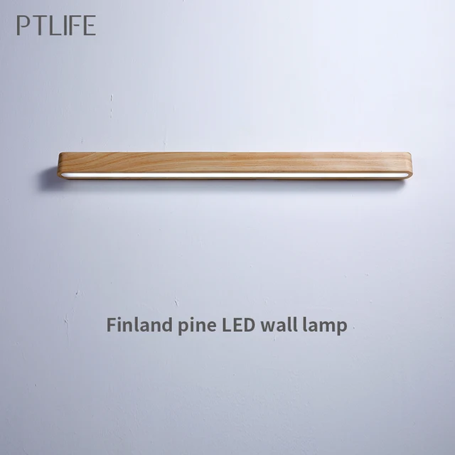 Solid Wood LED Wall Lamp Modern Black Walnut Finland Pine Living Room ...