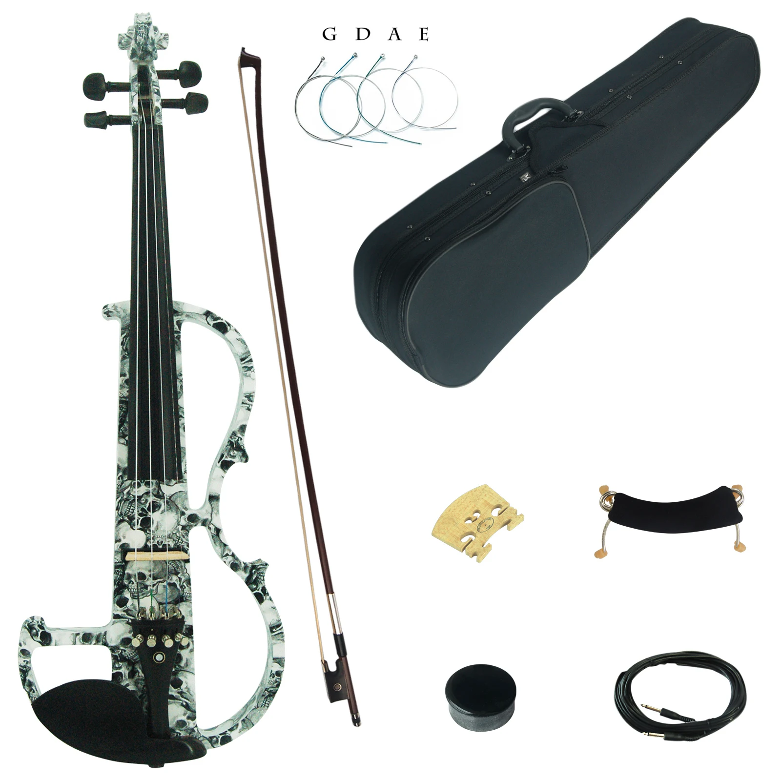 Kinglos Kit de violín eléctrico/silencioso avanzado de madera maciza ...