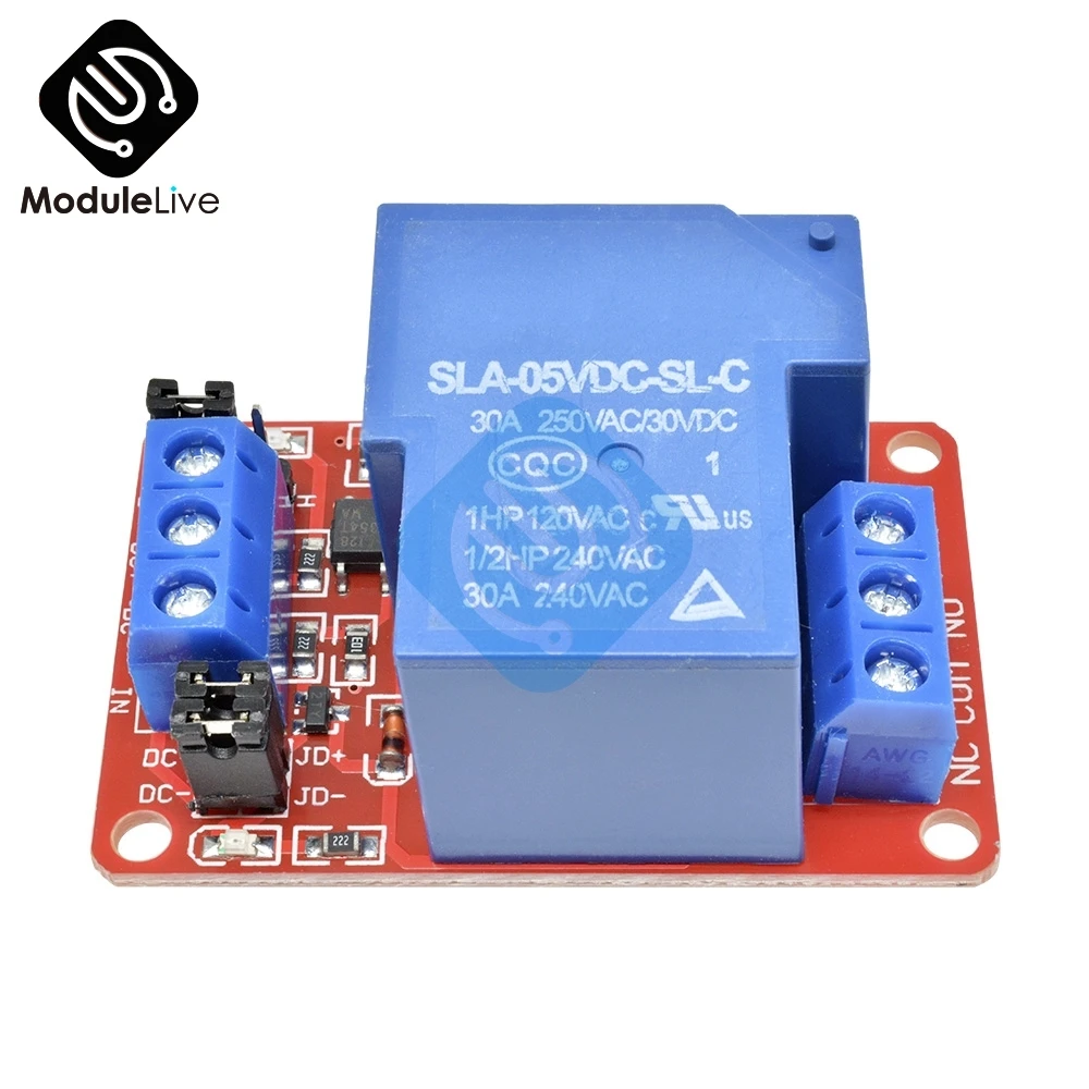 30A 12V 1 Channel Relay Module Board With Optocoupler H/L Level Triger ...