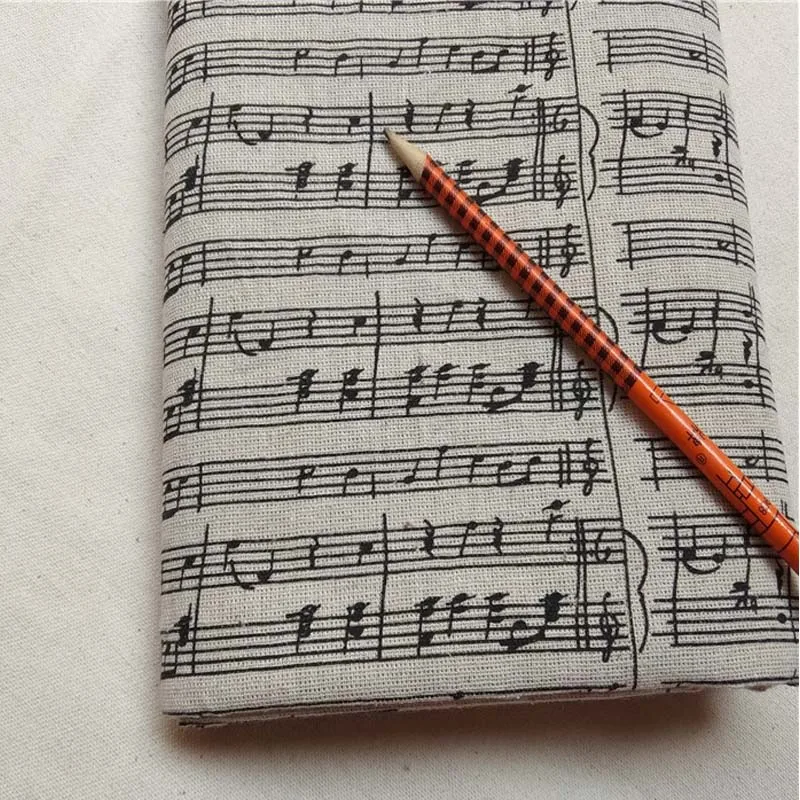 Retro Vintage Cotton Linen Fabric Music Note Printed Fabric for DIY ...