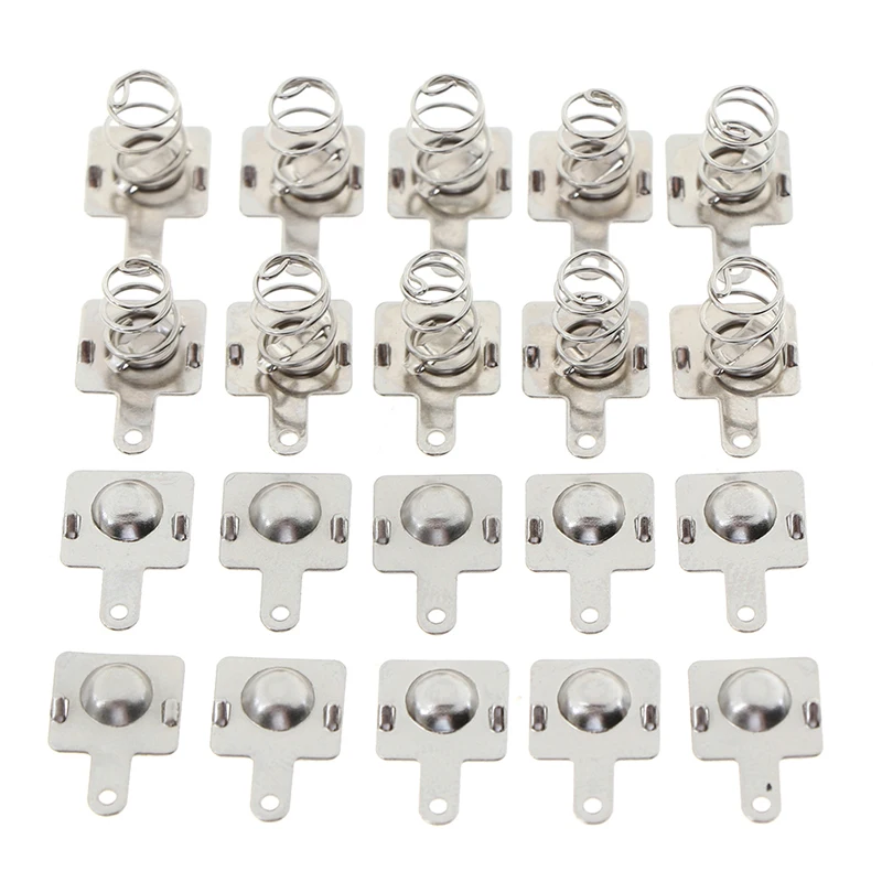 10 Pairs Replacement Metal Batteries Spring Contact Plate Silver For AA ...