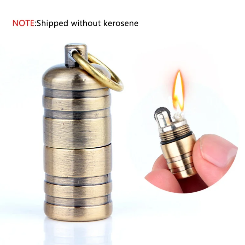 Outdoor Mini Gas Cigarette Lighters Key Chain Capsule Gasoline Lighter ...