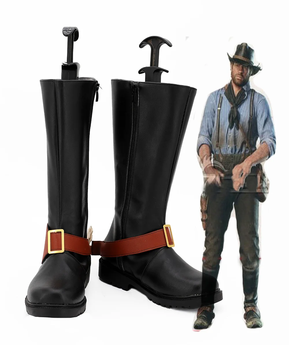 Red dead redemption arthur morgan cosplay botas preto sapatos feitos ...