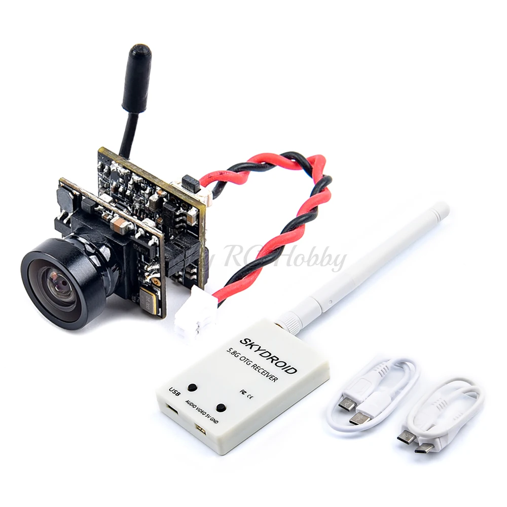 Mini 5.8G FPV 40CH 25mW Transmitter VTX 600TVL Camera + Skydroid OTG UVC Receiver for Android ...