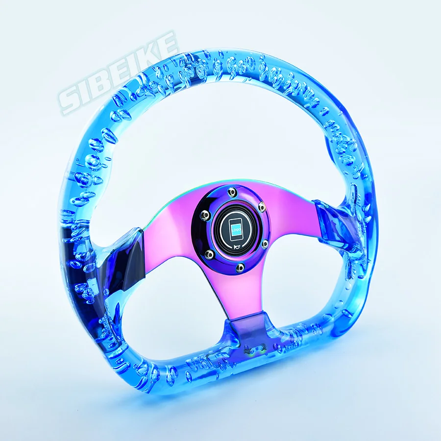 JDM-ND-Universal-Type-D-Steering-Wheel-Neo-Chrome-Spoke-Acrylic-Bubble-Steering-Wheel-Car ...