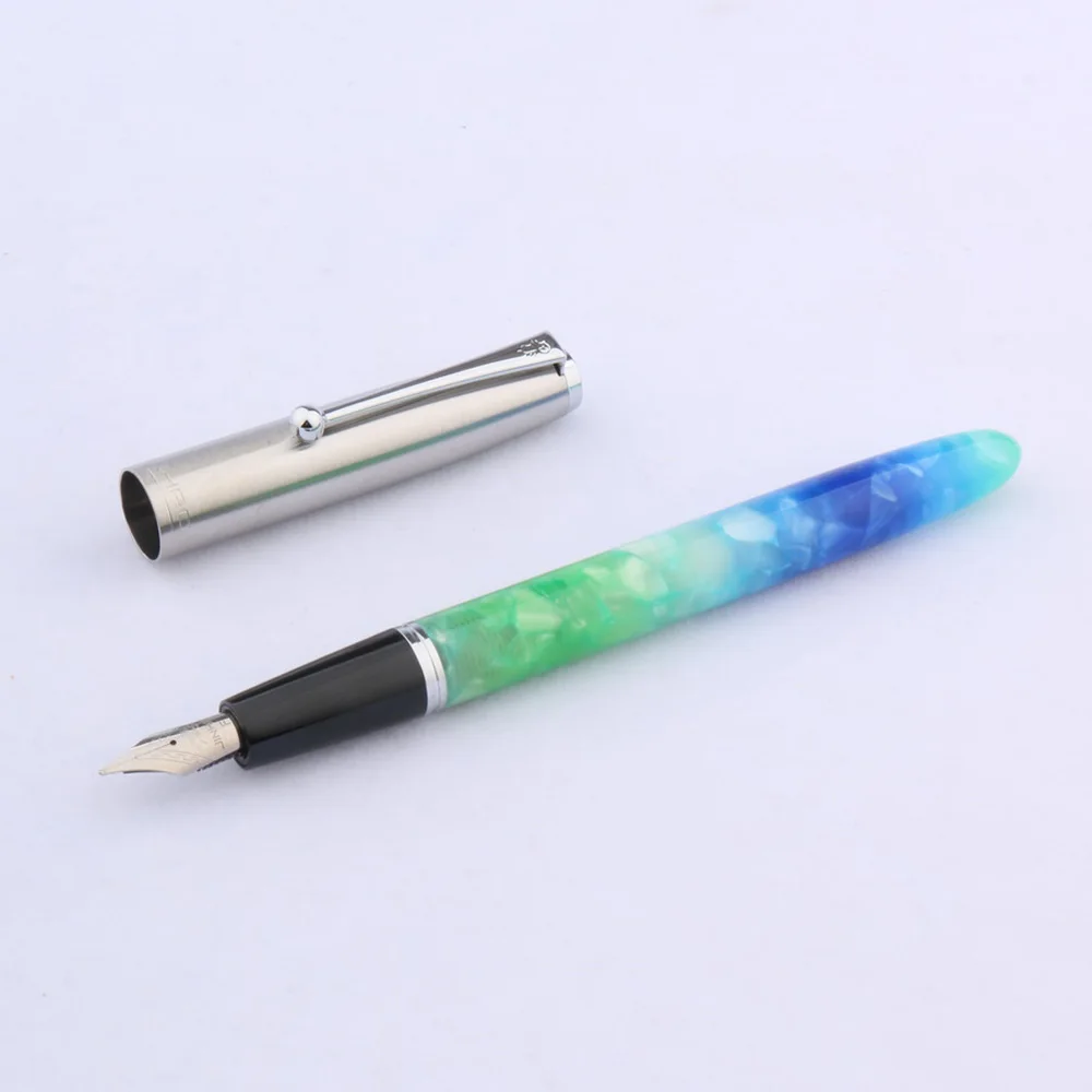 JINHAO 51 A GREEN aurora Acrylic stainless steel Silver classic GIFT ...