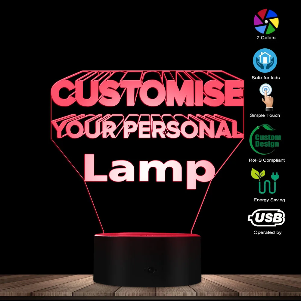 Personalized Illuminated 3D Lamp LED Lighting Modern Custom 3D Light ...