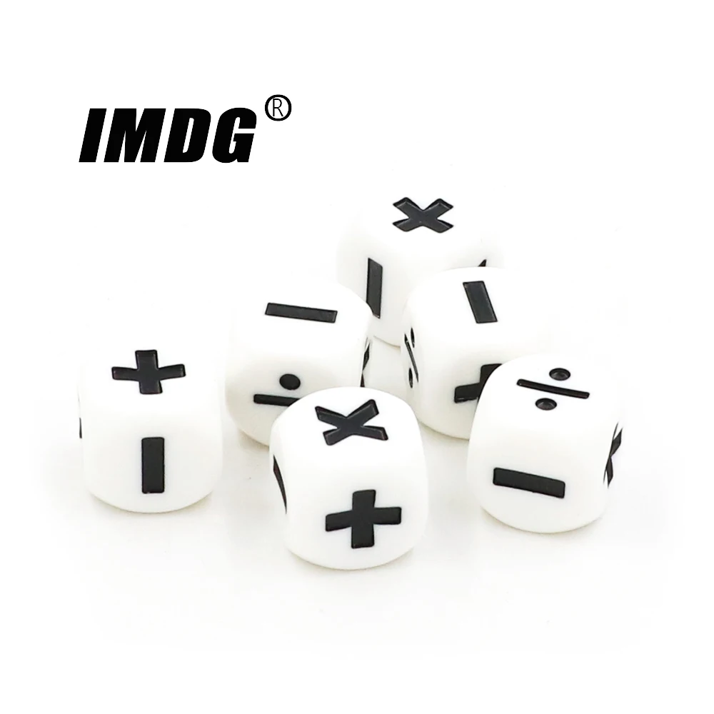 6pcs-Pack-Plus-Minus-Multiply-Symbol-Dice-16mm-Black-White-Resin ...