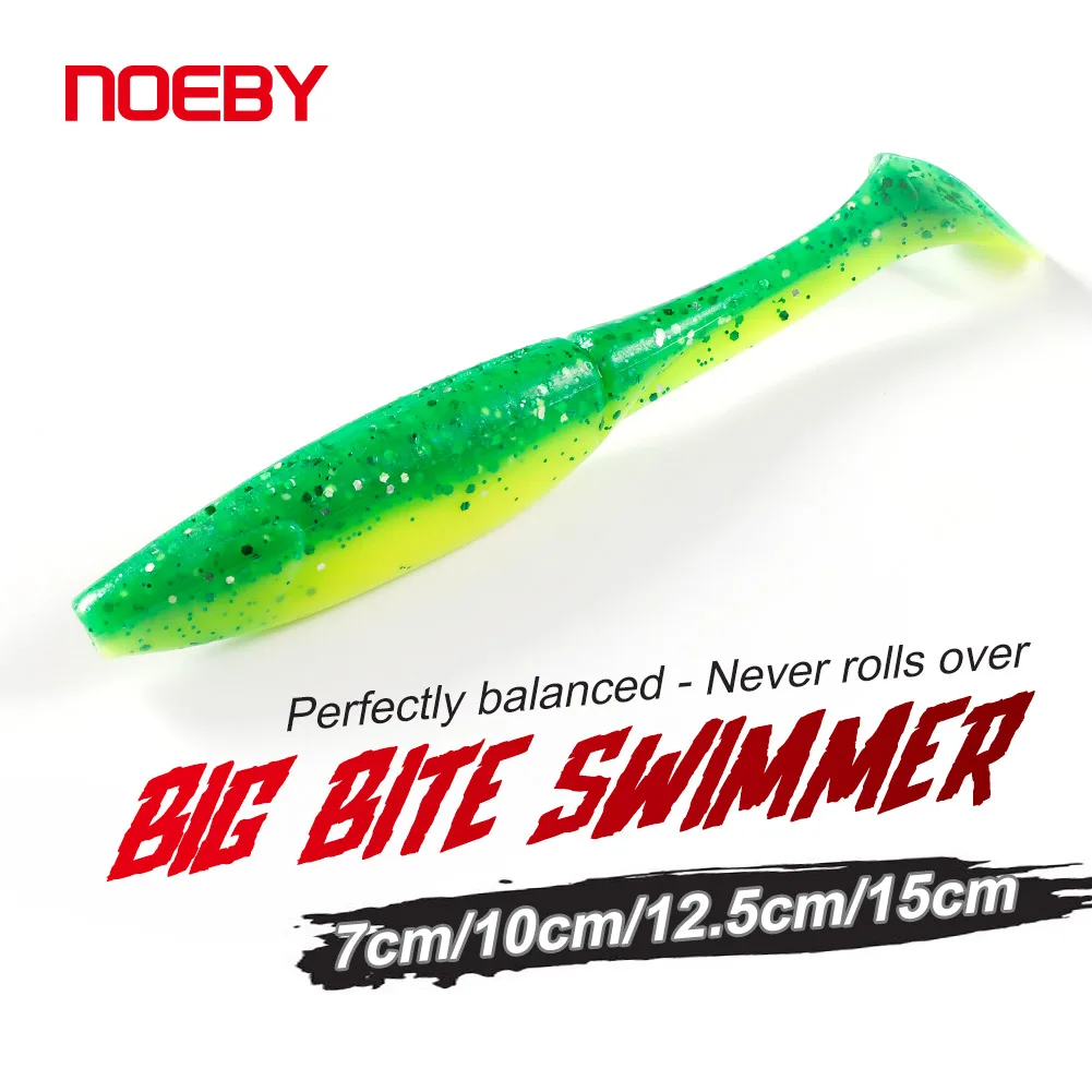 NOEBY Silicone Soft Lure 7cm 10cm 12.5cm 15cm Shad Artificial Soft Bait ...