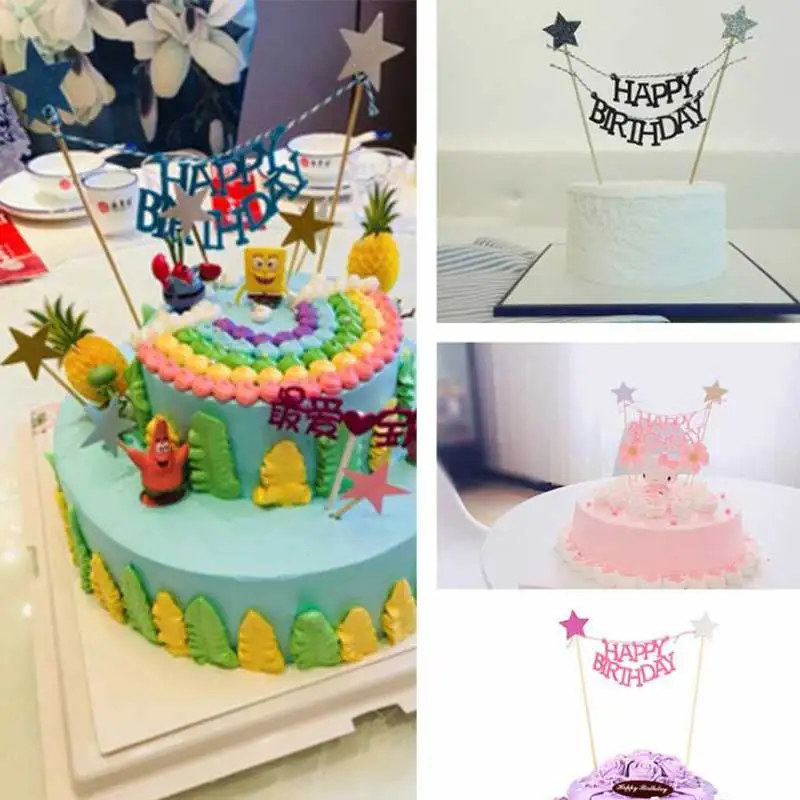 Happy-birthday-cake-topper-flag-Baking-Dessert-Cupcake-Topper-wedding ...