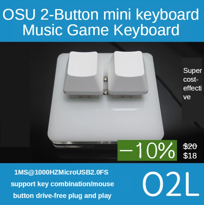 O2L OSU Mini Keyboard 1000hz 2 Programmable Mechanical Key Touch Wheel ...