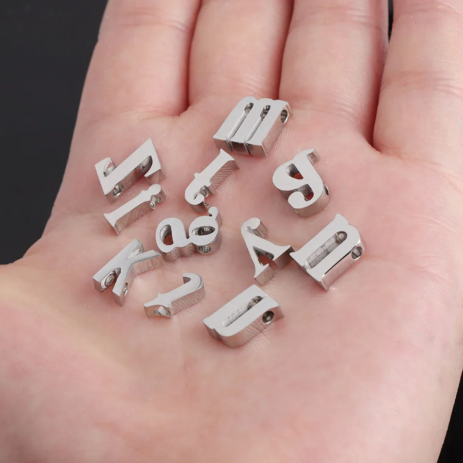 Fnixtar 10 мм Алфавит буквы бусины Шарм нержавеющая сталь Зеркальная ...