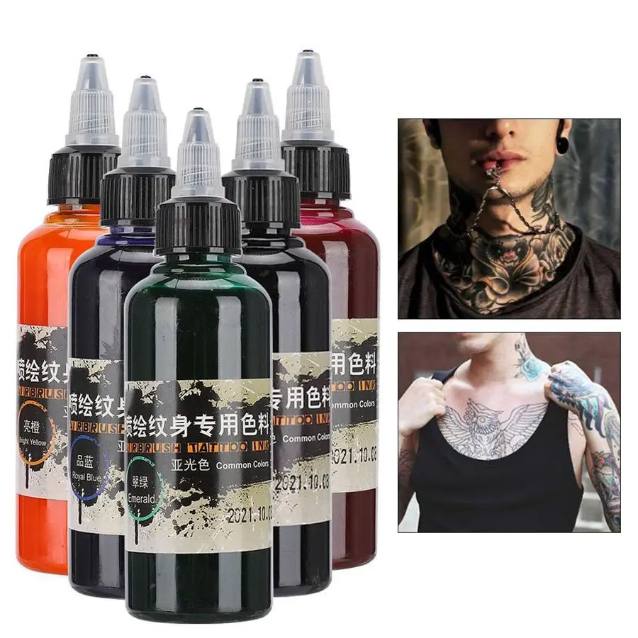 100ml-Temporary-Tattoo-Ink-Disposable-Matte-Colored-Drawing-Airbrush ...