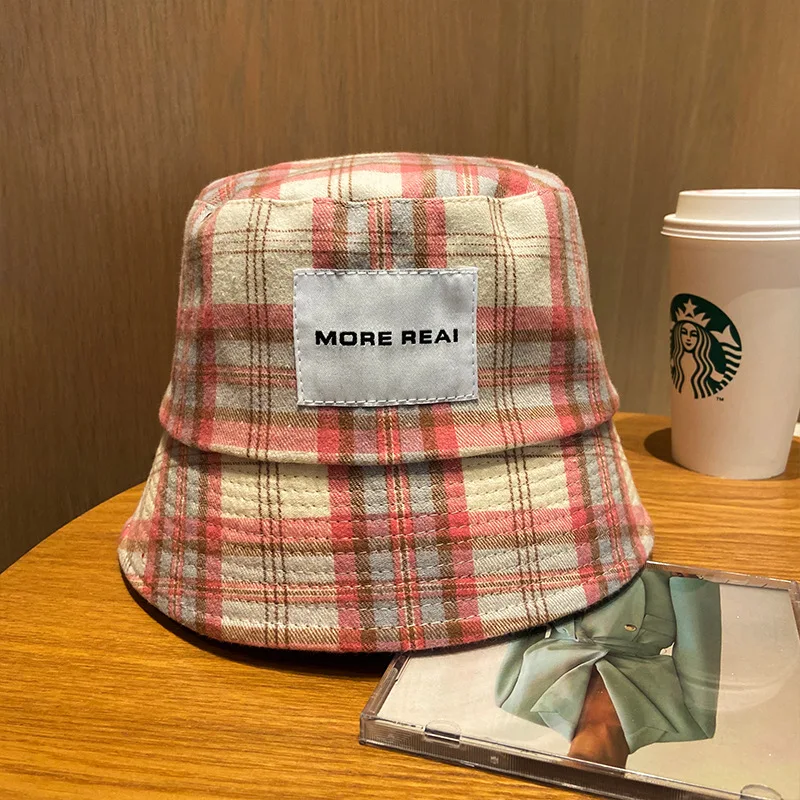Casquette,Chapeau de pêcheur en treillis avec lettres pour femmes, seau ...