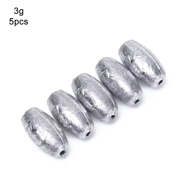 5pcs 3/5/8/10/15/20/30/40g Olive Shaped Fishing Sinker Lead fall Additional Weight Opening Mouth ...