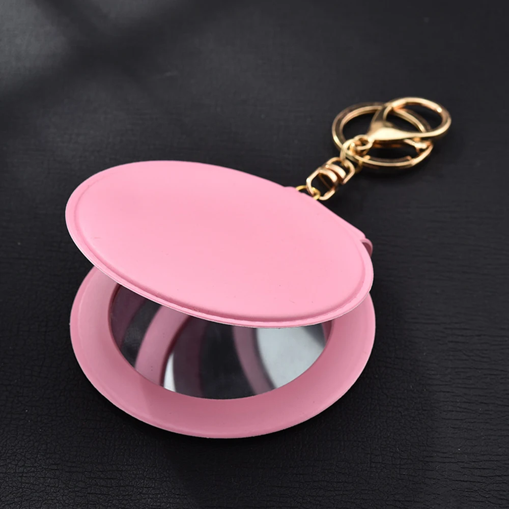 2023-New-Fashion-Makeup-Mirror-Pu-Travel-Small-Round-Mirror-Keychain ...