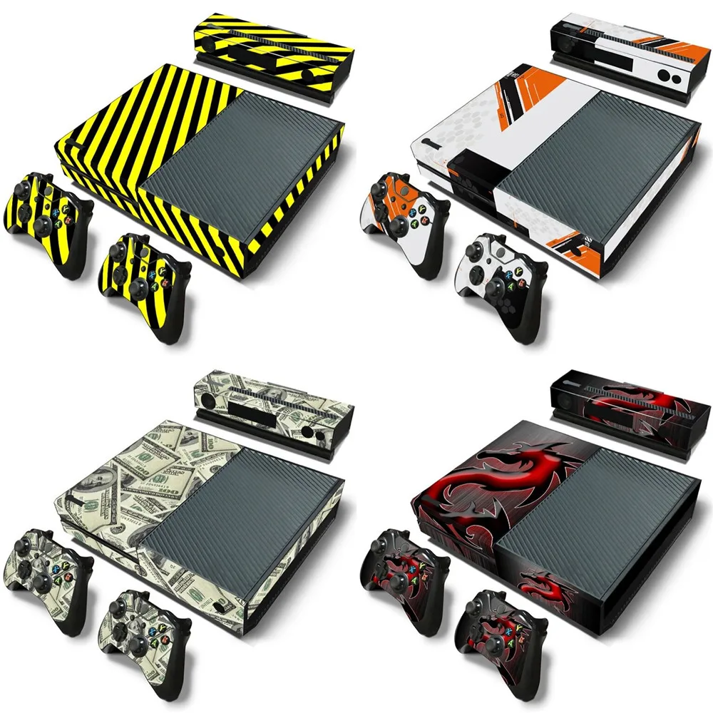 For Xbox One Console + 2 Pcs Controller Skin + Kinect Skin Sticker Set ...