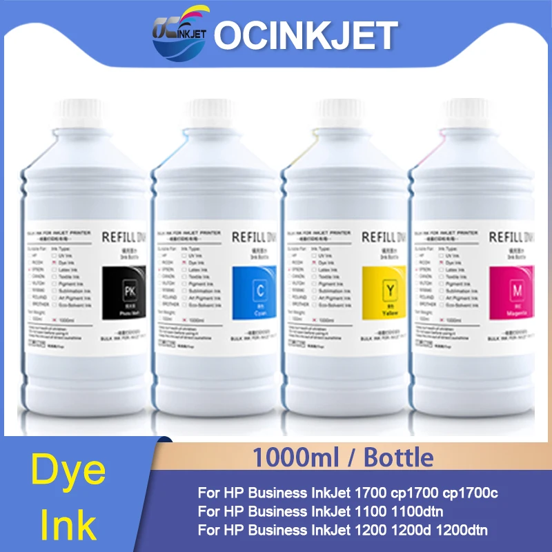 1000ml Dye Ink For HP H10 H11 For HP Business InkJet 1700 cp1700 1100 ...