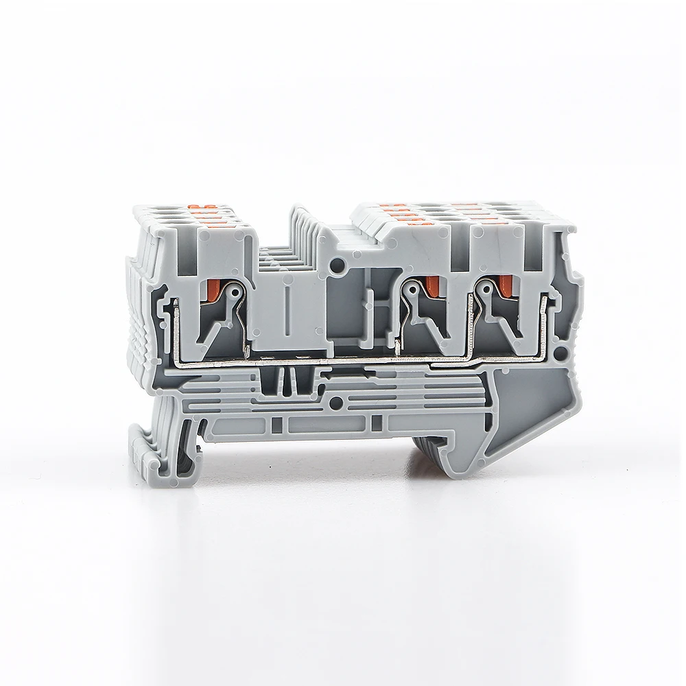 Terminal Block Din Rail Mount PT 2.5 Twin 3 Conductors Push In Spring ...