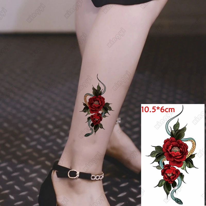 Red Rose Tattoo On Foot