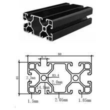 4080 Black Aluminum Profile Extrusion European Standard Anodized Linear ...