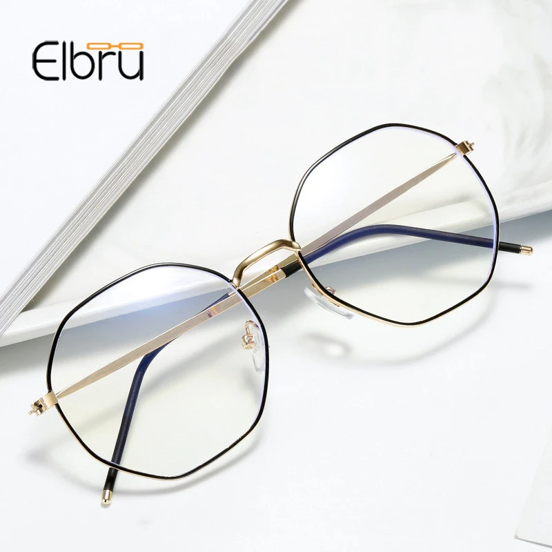 Anti-blue Light Metal Eyeglasses Frame Women Men Clear Lens Glasses ...