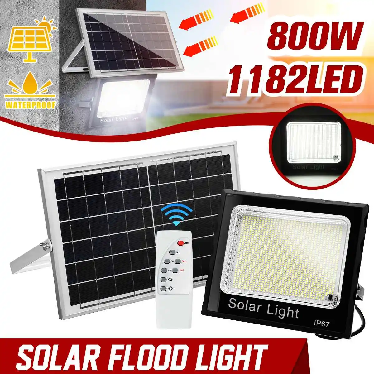 800W Solar Panel Led Light Solar Flood Light 1182 Led Solar Lamp ...