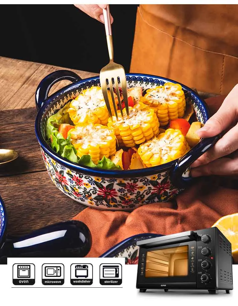 Bol,Bol à salade à poignée en céramique rétro,four ménager,poêle à ...