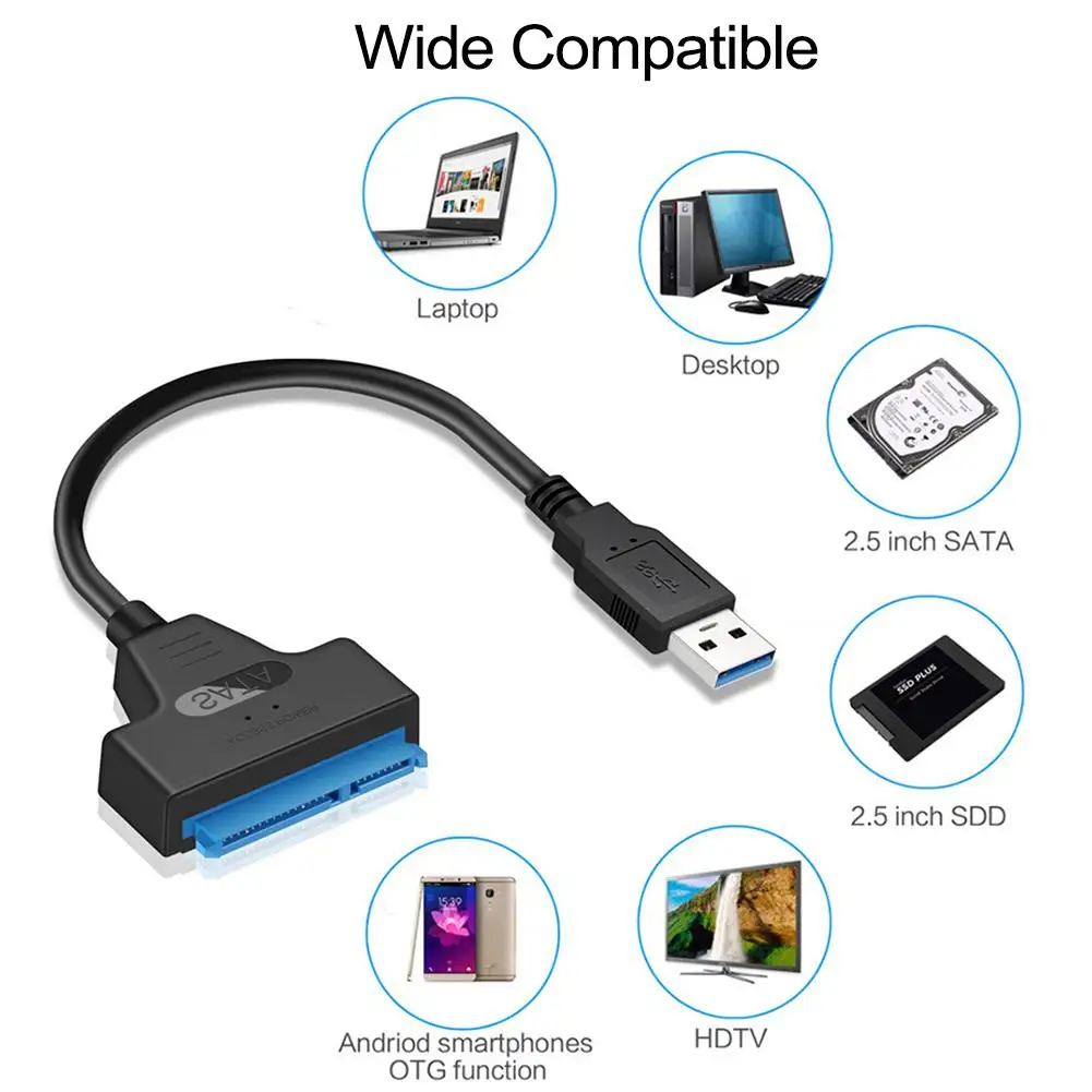 USB SATA 3 Cable Sata a USB 3,0 adaptador de 6 Gbps de apoyo externo de 2,5 pulgadas SSD HDD ...