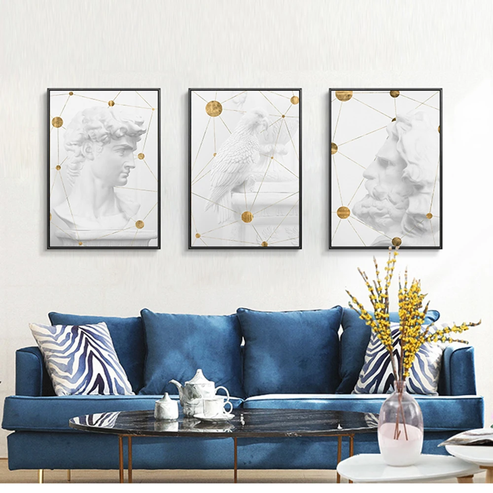 Nórdico cartaz de fotos minimalistas arte moderna sólido gesso retrato ...