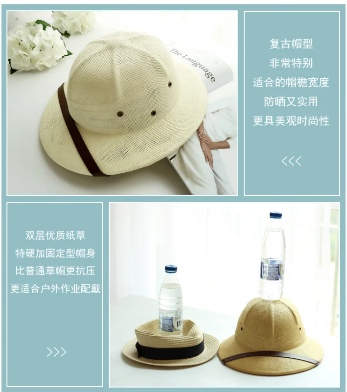 Fashion 6 COLOR Sun hat unisex England straw summer men's British cap ...