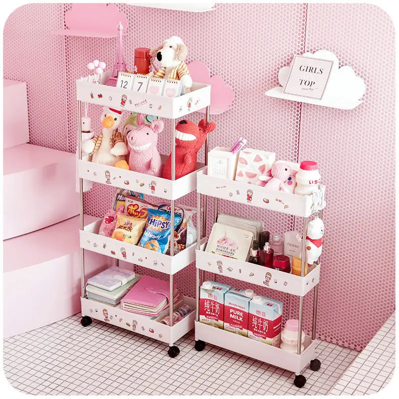 2/3/4 Layers Movable Gaps Kitchen Storage Rack With Wheels Slim Slide ...