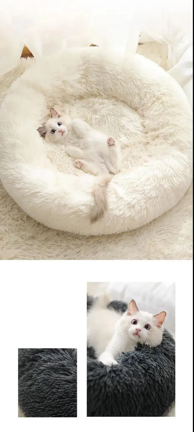PET LIT,Rouge-60cm--Lit rond et Long en peluche pour animaux de ...