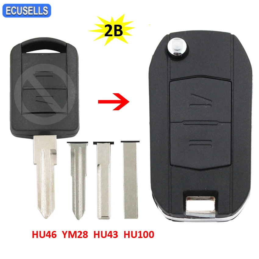 2 Button Folding Flip Remote Key Shell Case Housing Upgrade For Opel ...