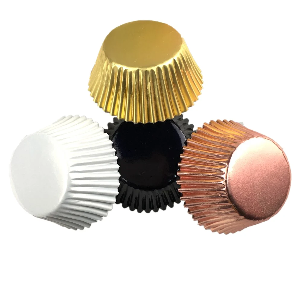 50x-Aluminum-Metal-Cupcake-Cups-Orange-Pink-Black-White-Blue-Green-Foil ...