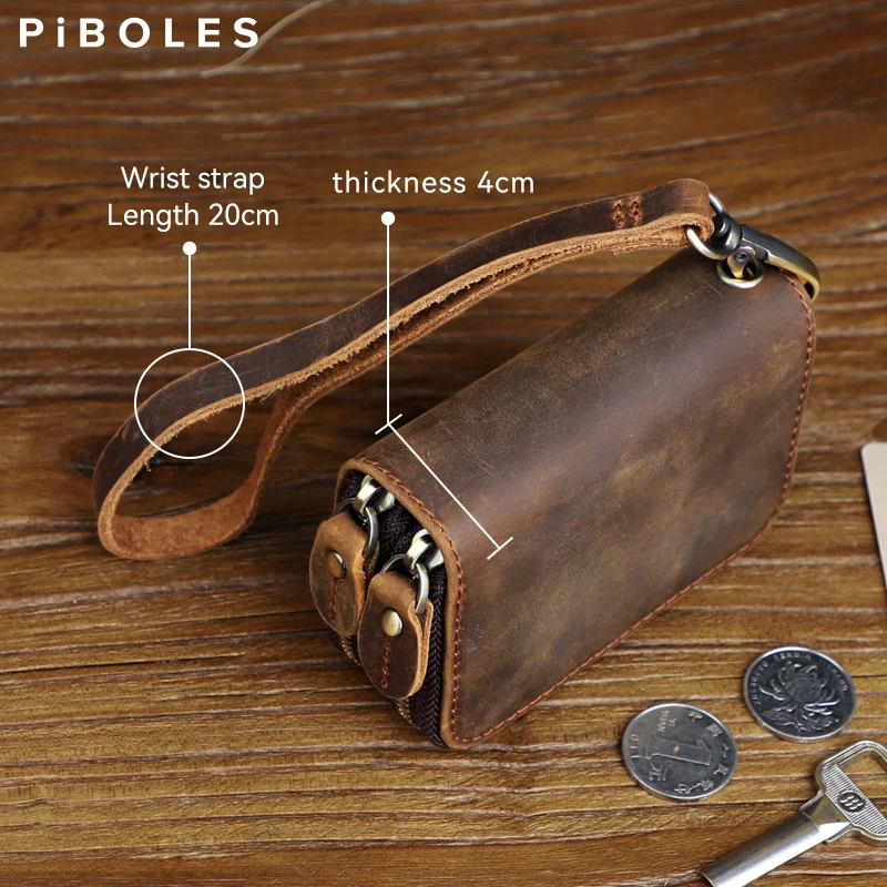 Genuine-Leather-Key-Wallet-For-Men-Retro-Car-Smart-Key-Case-Double ...