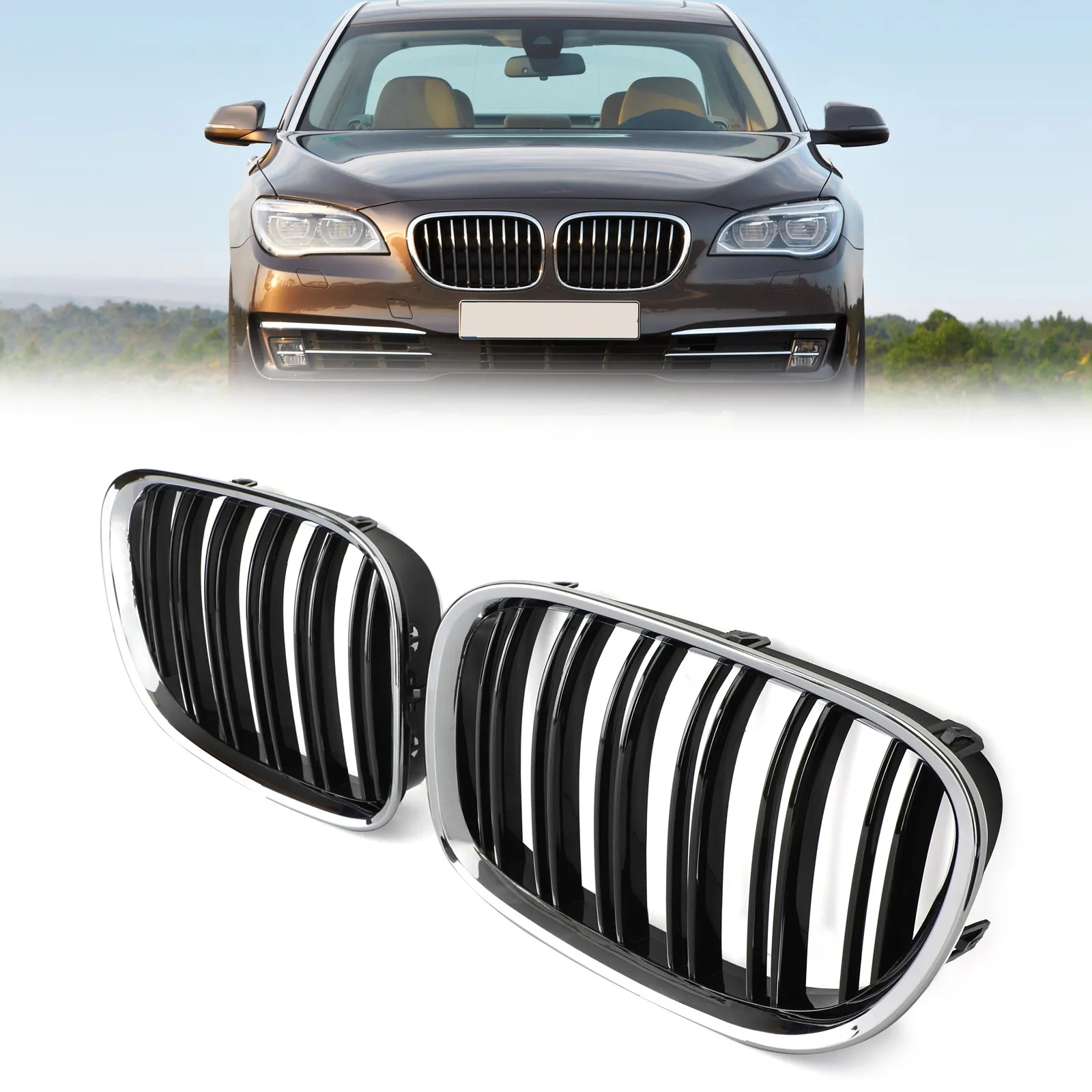 Bmw F02 F01 F03 730 740Li 750Li Xdrive 용 크롬 블랙 프론트 그릴 그릴, 2009 2012 ...