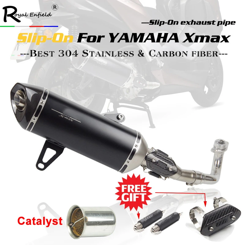 Xmax 300 250 Slip-on Exhaust Pipe Carbon Fiber Muffler Exhaust Pipe For ...
