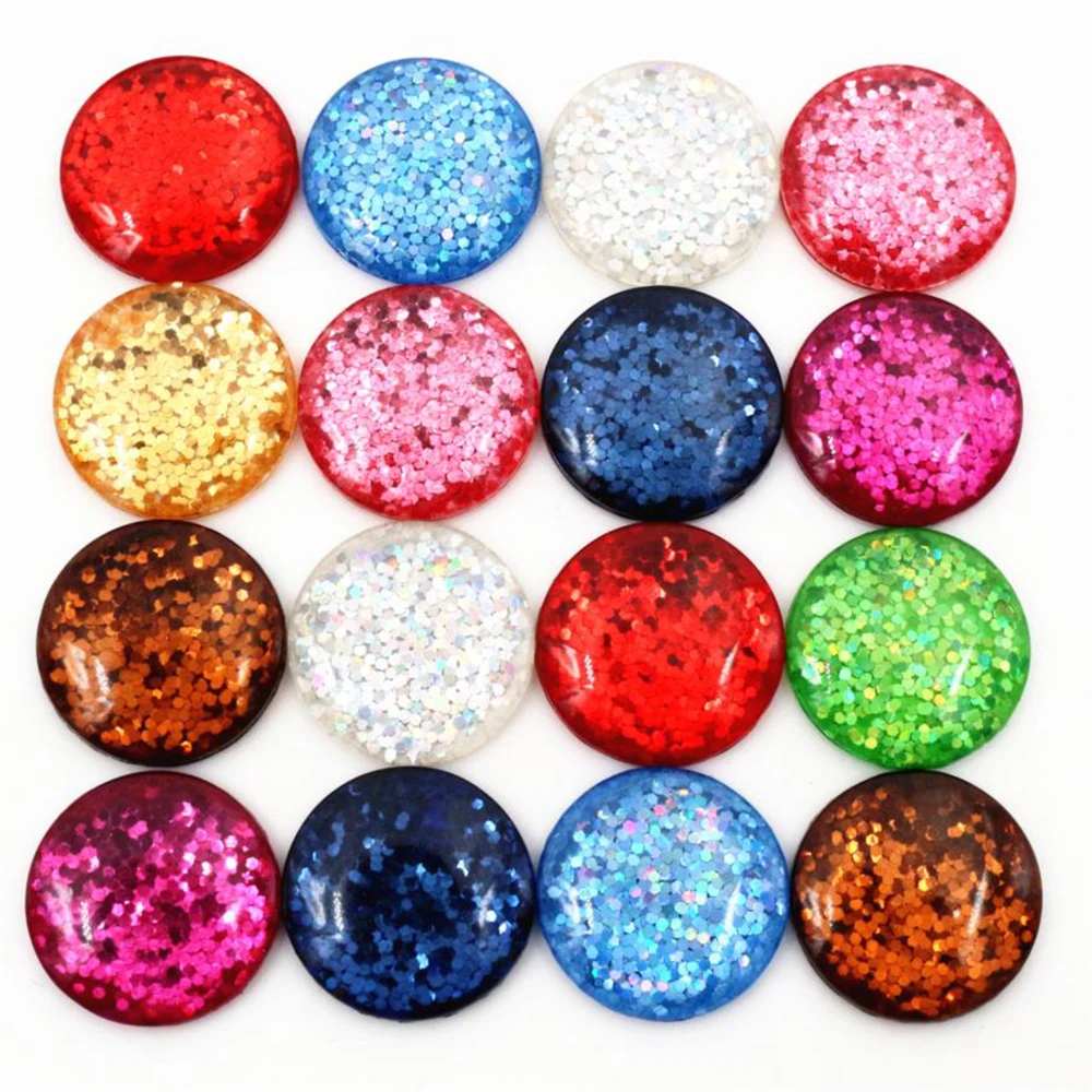16mm 20pcs/Lot Mix AB Colors Style Flat back Resin Cabochons Fit 16mm ...