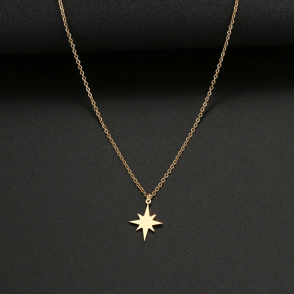 Stainless-Steel-Necklaces-Star-Eight-pointed-Star-Clavicle-Pendant ...