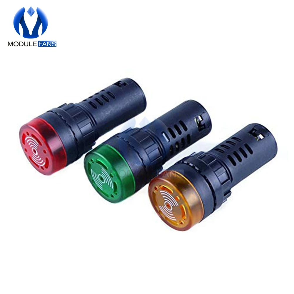DC 12V 24V AC 110V 220V 22Mm Lampu Indikator Alarm LED Flash Lampu ...