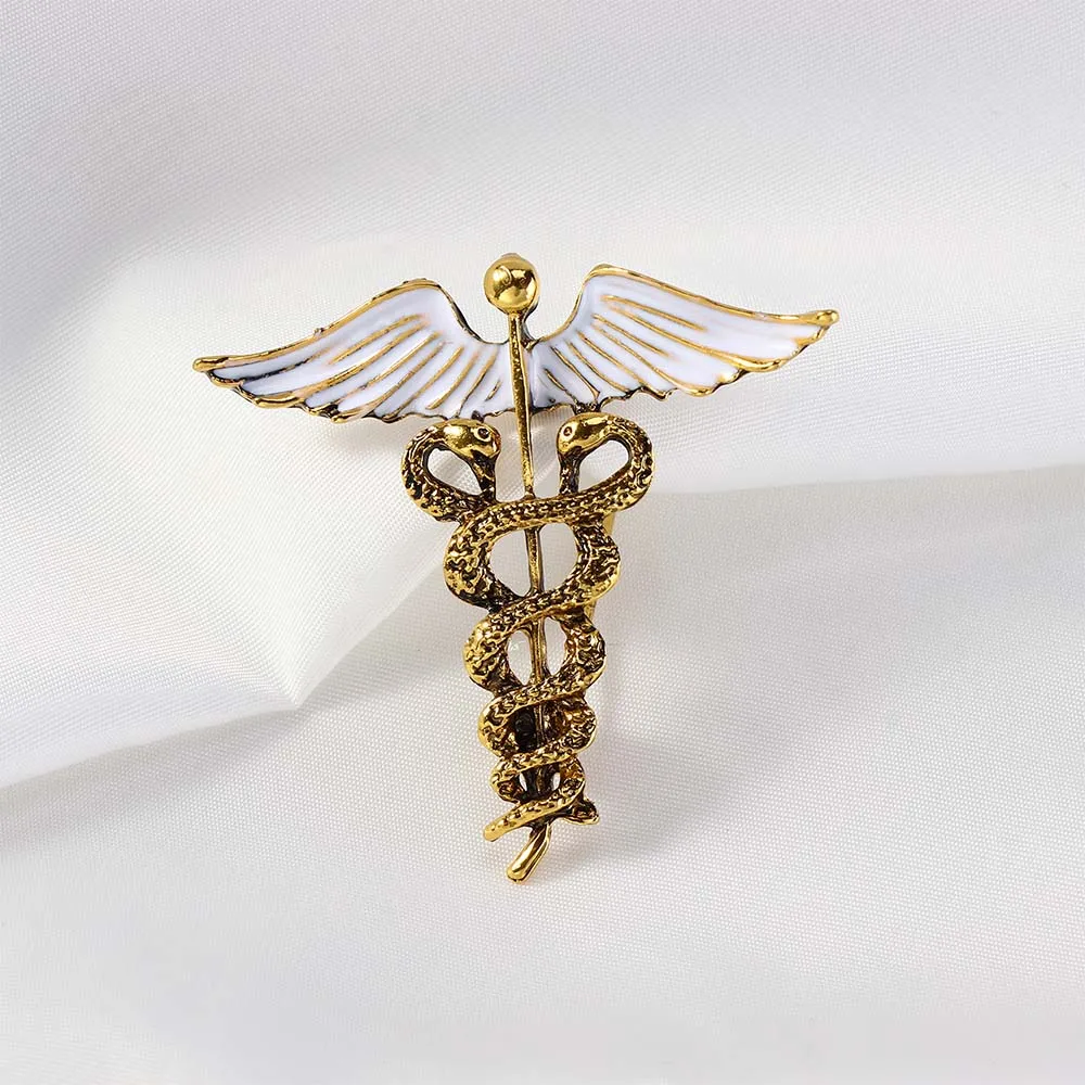 Alfileres de caduceo de cristal con serpientes, broche de insignia, Pin ...