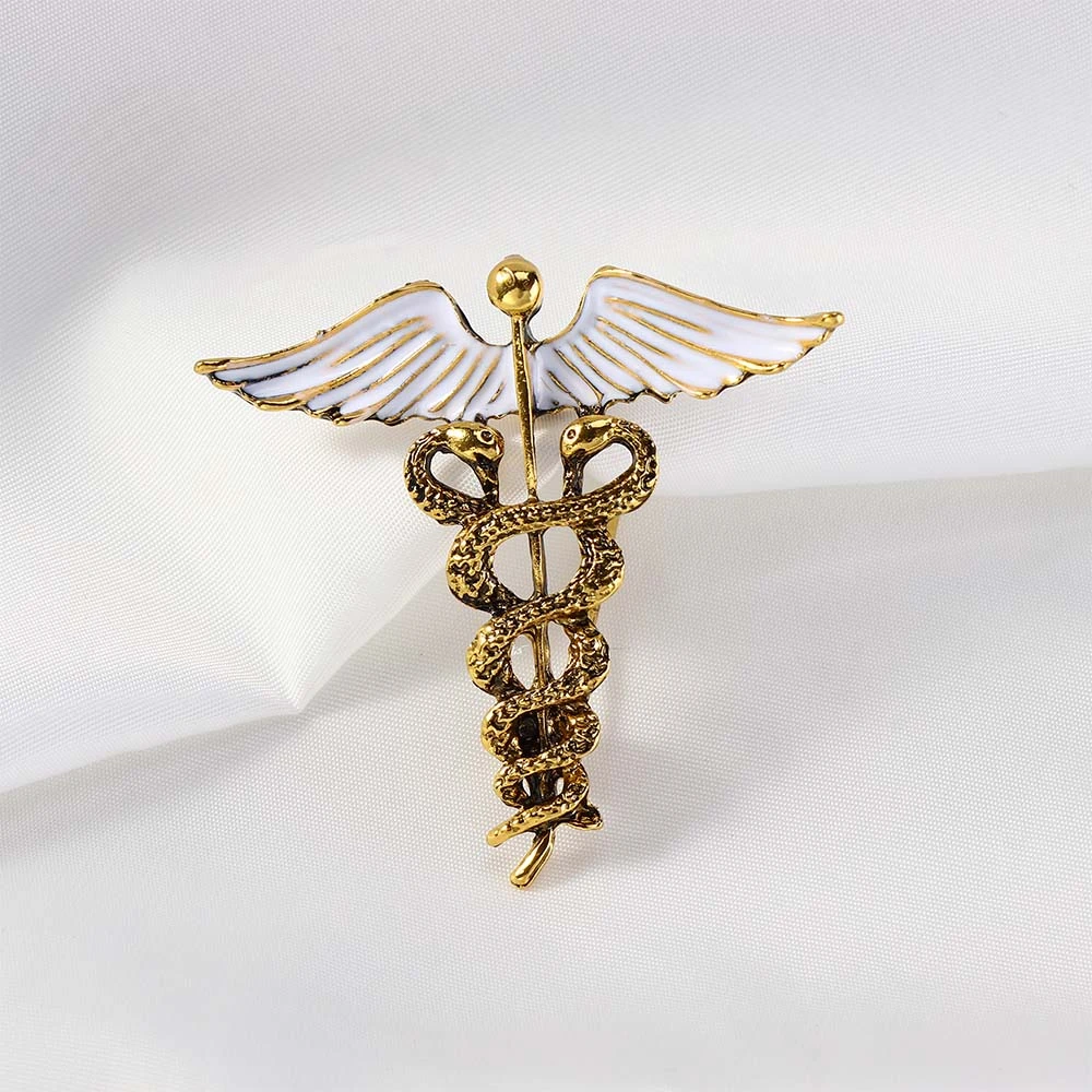 Crystal Caduceus Pins Wing With Snakes Badge Brooches Lapel Pin ...