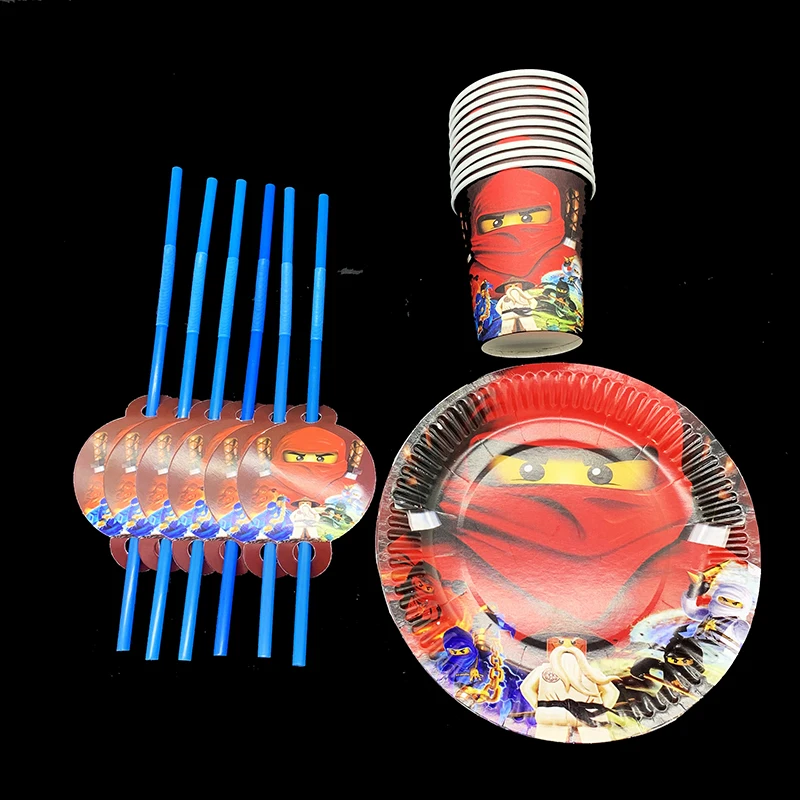 60pcs/lot New Ninja Tableware New Ninja Disposable Plates Cups Straws ...
