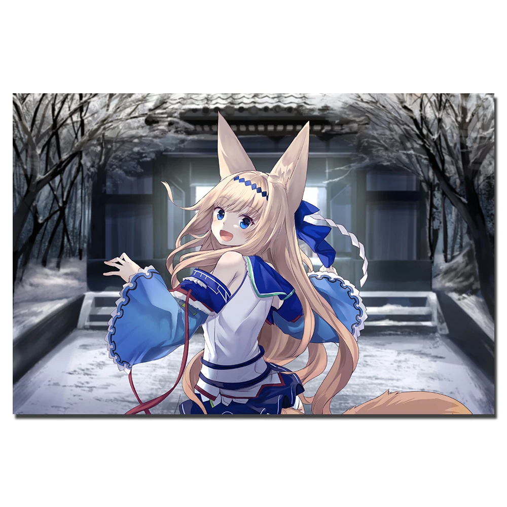 Anime Cute Fox Girl Poster 1 Piece Canvas Print Painting Wall Art For ...