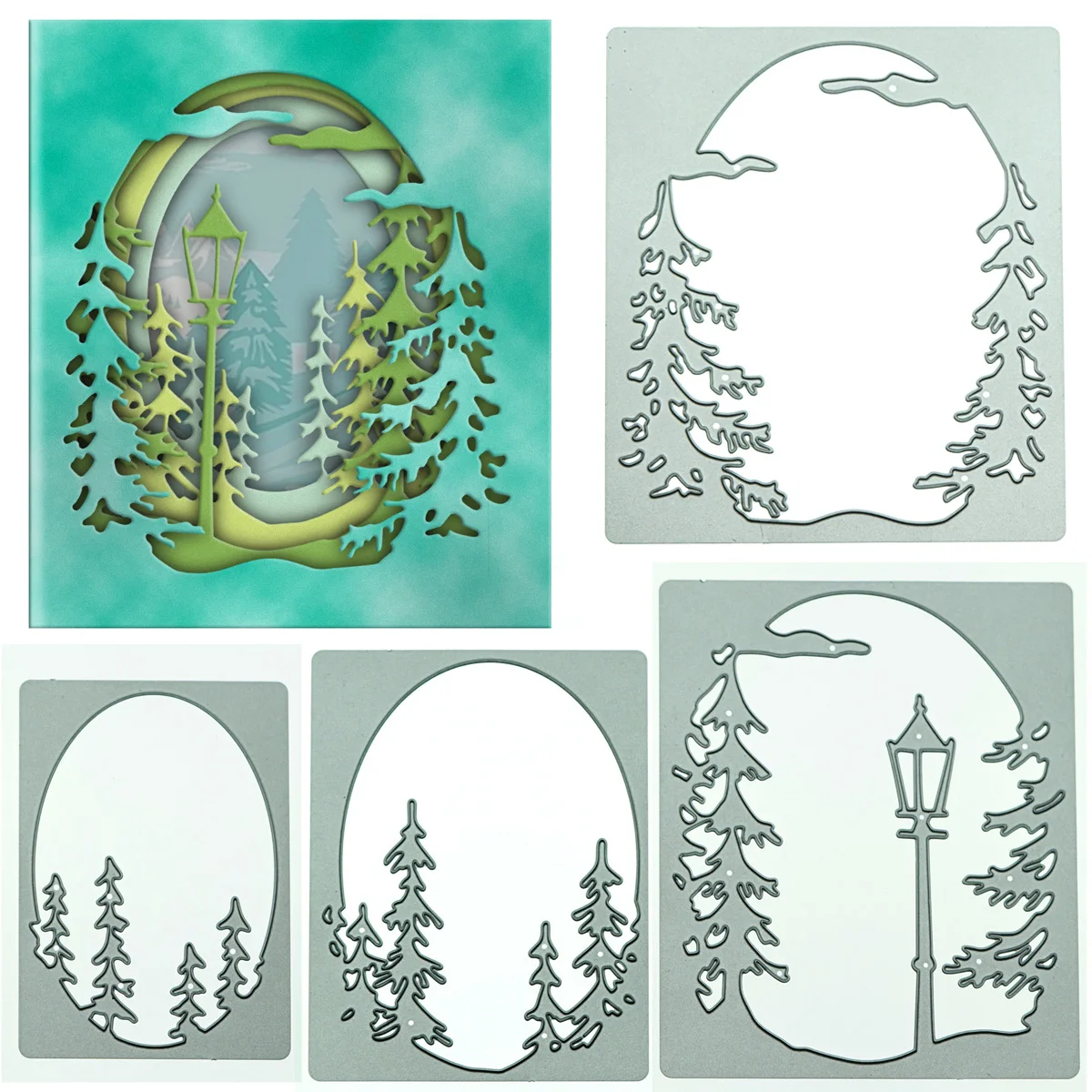 Scrapbooking Metal Cutting Dies Layered Forest Tree Pattern For DIY 3D ...